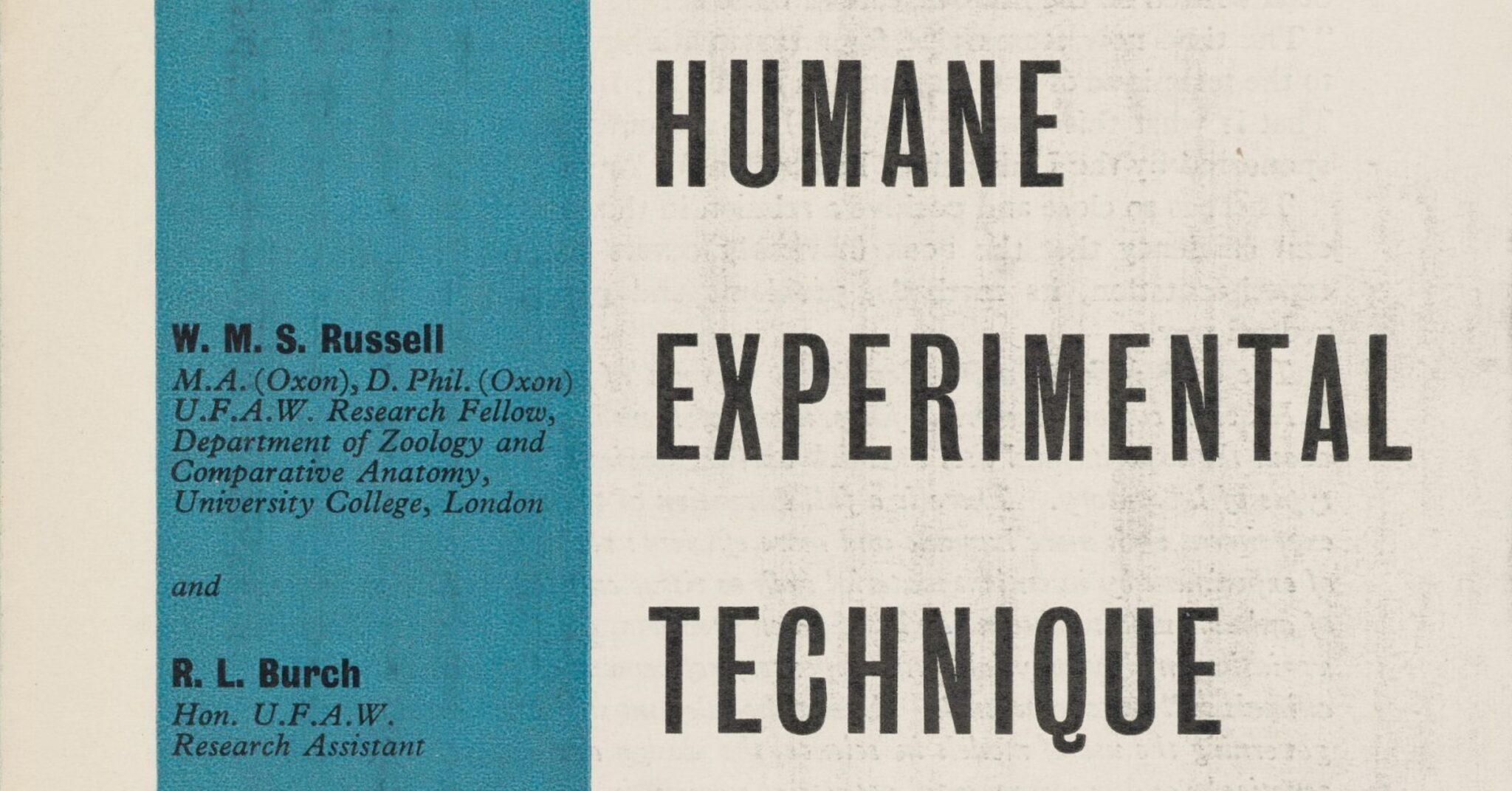 1959 - Publication de « The Principles of Humane Experimental Technique ...