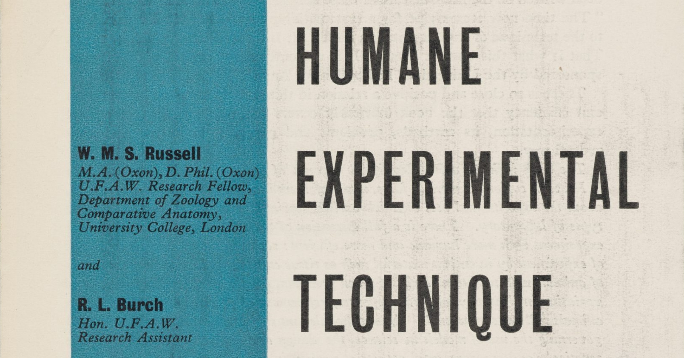 1959 - Publication de « The Principles of Humane Experimental Technique ...